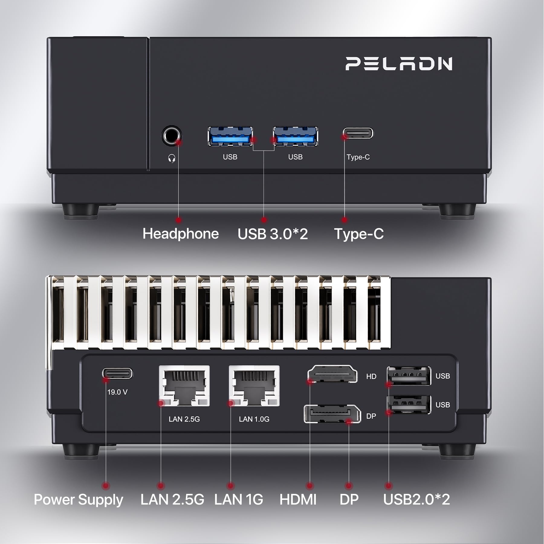 PELADN HA-2 Mini PC, AMD Ryzen 7 5800U (8C/16T up to 4.4Ghz), 16GB DDR4, 512GB NVME SSD, Win 11 Pro, 4K@60Hz HDMI, WiFi 5, Dual LAN Bluetooth 4.2, Compact Desktop Computers.
