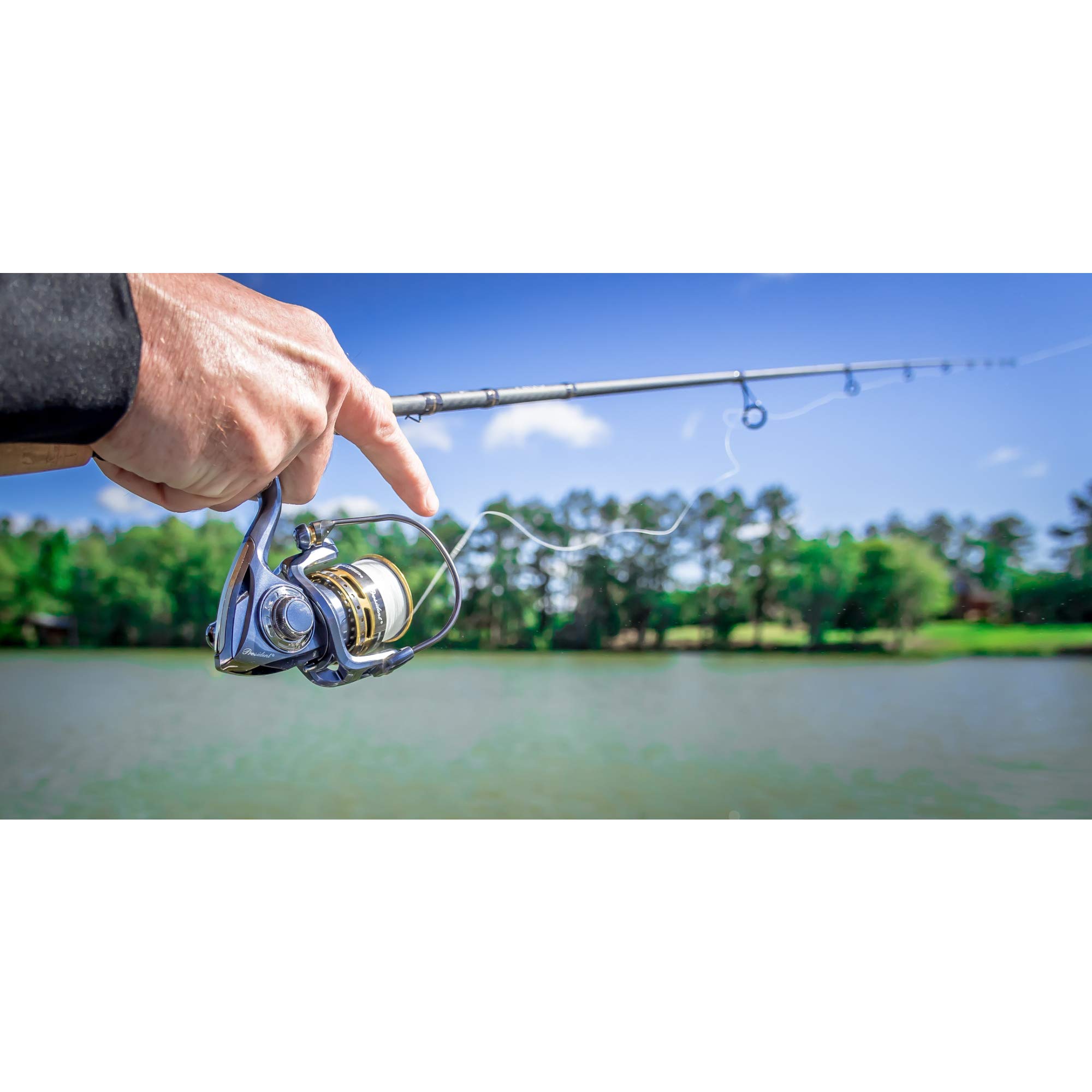 Pflueger President Spinning Reel, Size 30 Fishing Reel, Right/Left Handle Position, Graphite Body and Rotor, Corrosion-Resistant, Aluminum Spool, Front drag System