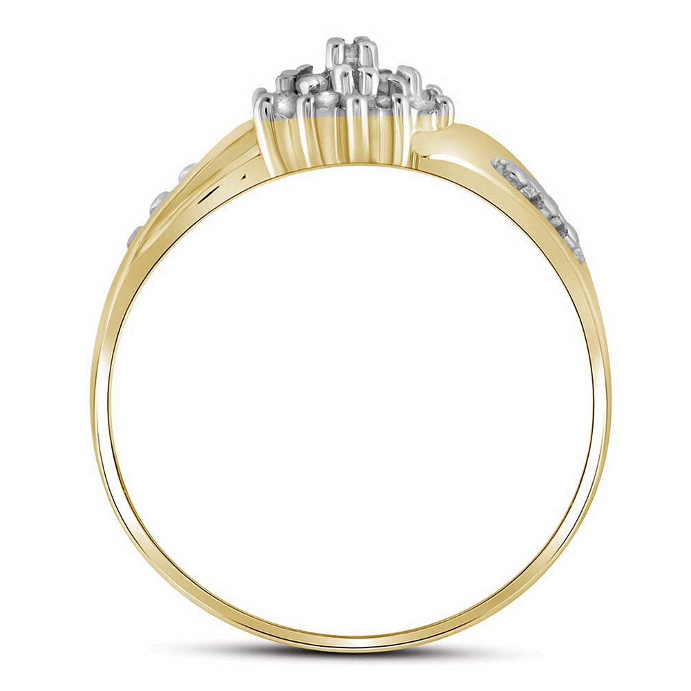 The Diamond Deal 10kt Yellow Gold Womens Round Diamond Cluster Ring 1/8 Cttw