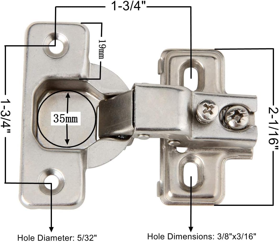 Silverline Face Frame Concealed Euro 105Deg Self Closing Compact Cabinet Hinges (6 Pack)