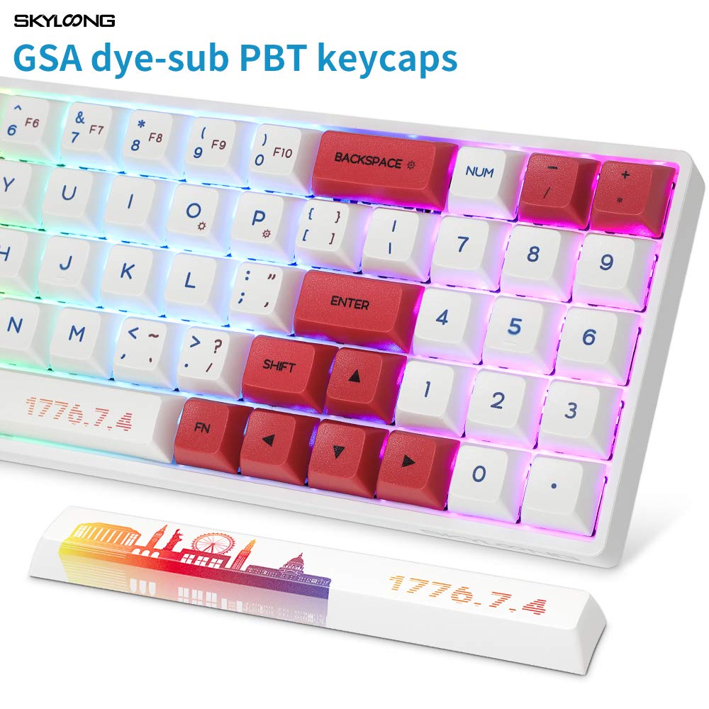 SKYLOONG GK71 71 Keys Mechanical Gaming Keyboard Dye Sublimation PBT Doubleshot Keycaps RGB Backlight Hot Swappable Wired Mechanical Keyboard (Blue Switch)