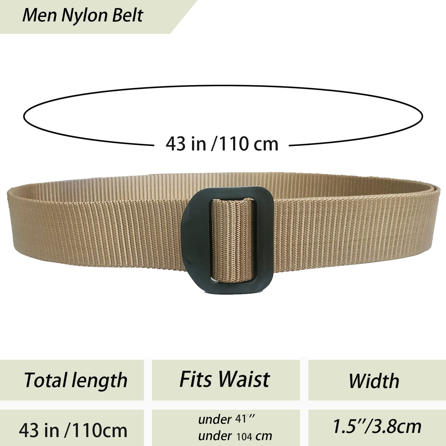 ZGJINLONG Men Tactical Web Belt Military Nylon Hiking Belts Brea Thable Canvas Belt 1.5"