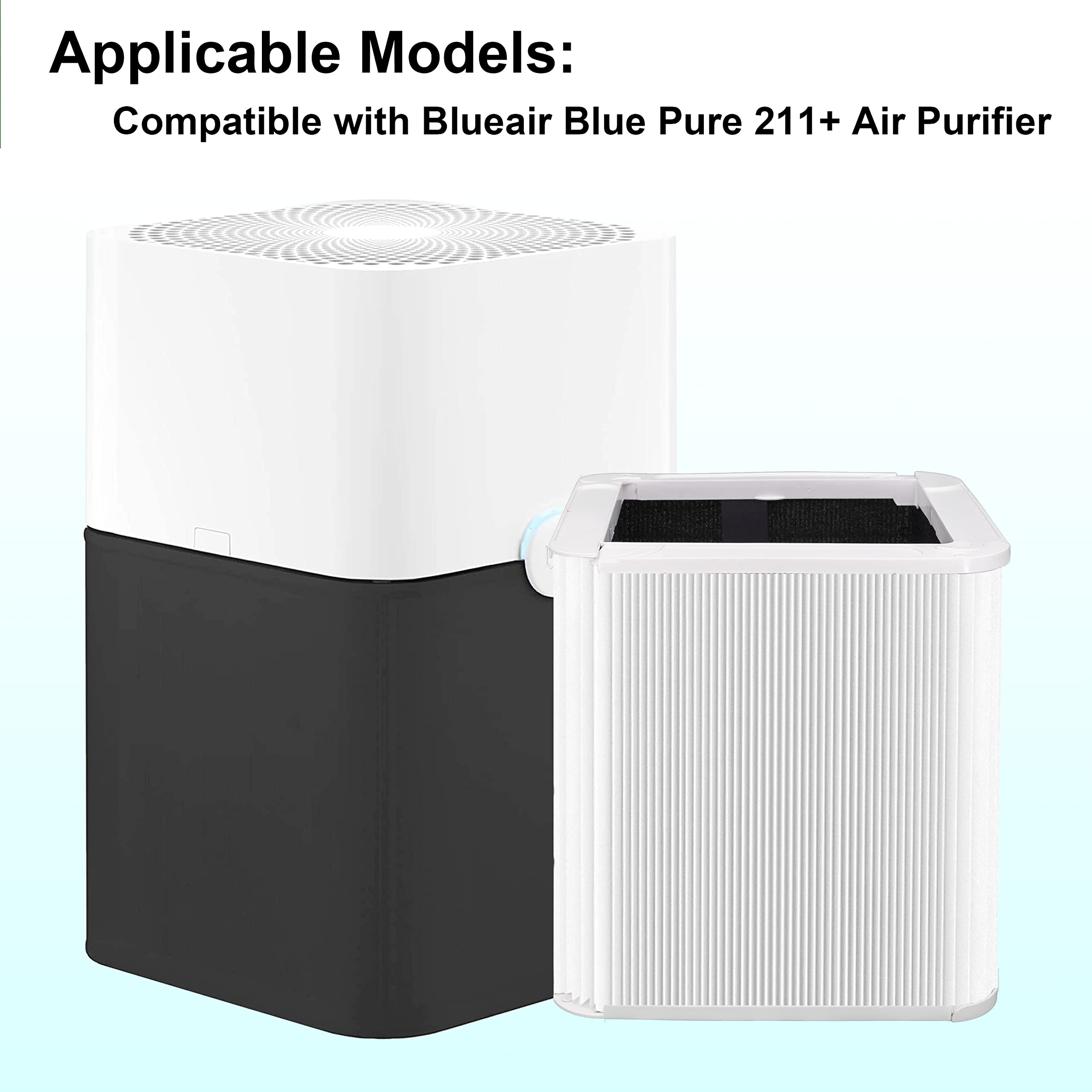 Replacement Filter Compatible with Blueair Blue Pure 211+ Air Purifier, Foldable Particle and Activated Carbon Filter, Allergen and Odor Removal