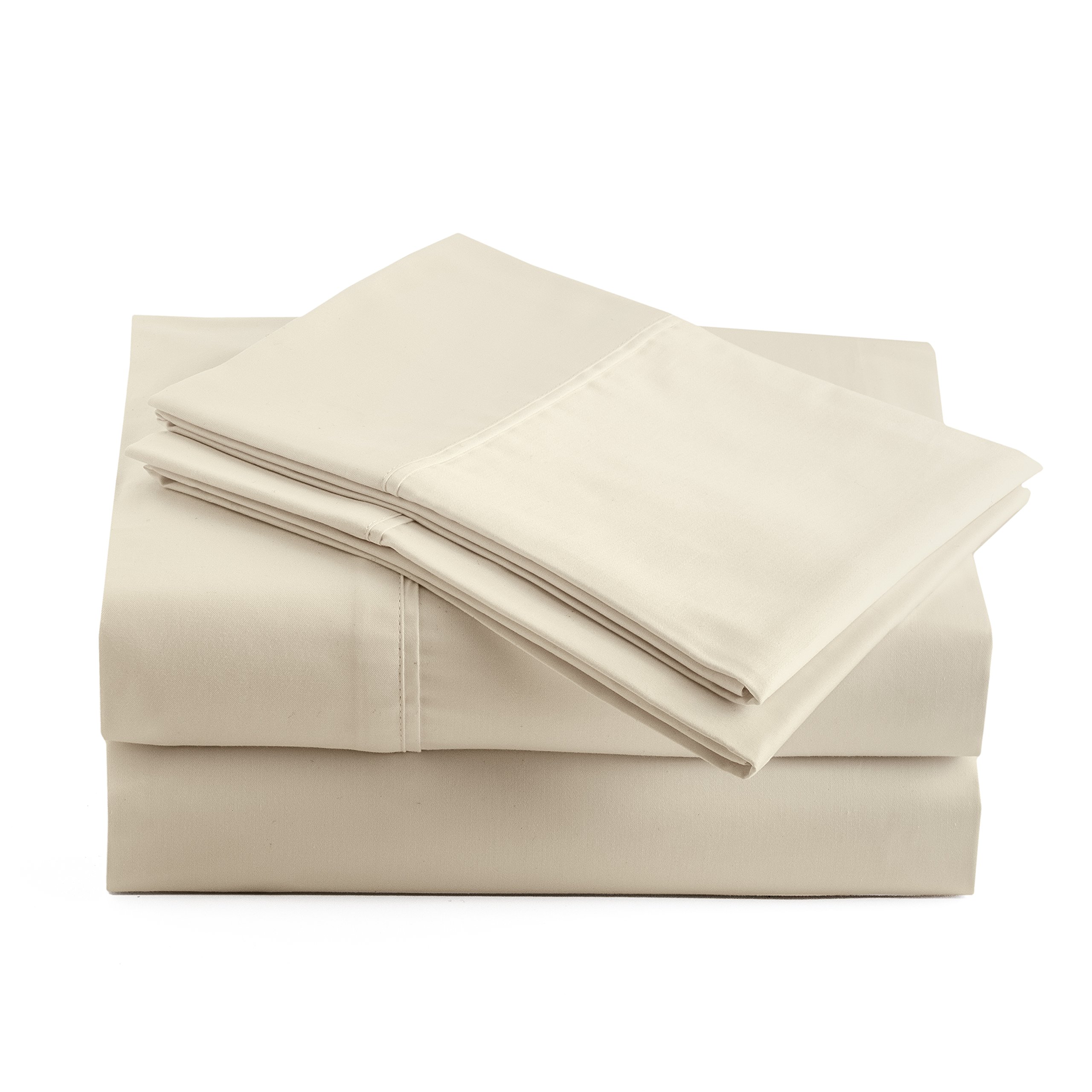 Peru Pima 285 Thread Count Percale 4 Piece Bed Sheet Set - 100% Peruvian Pima Cotton - Hotel Luxury Quality, Extra Soft and Cooling Sheets - Slate Solid Color - King Size