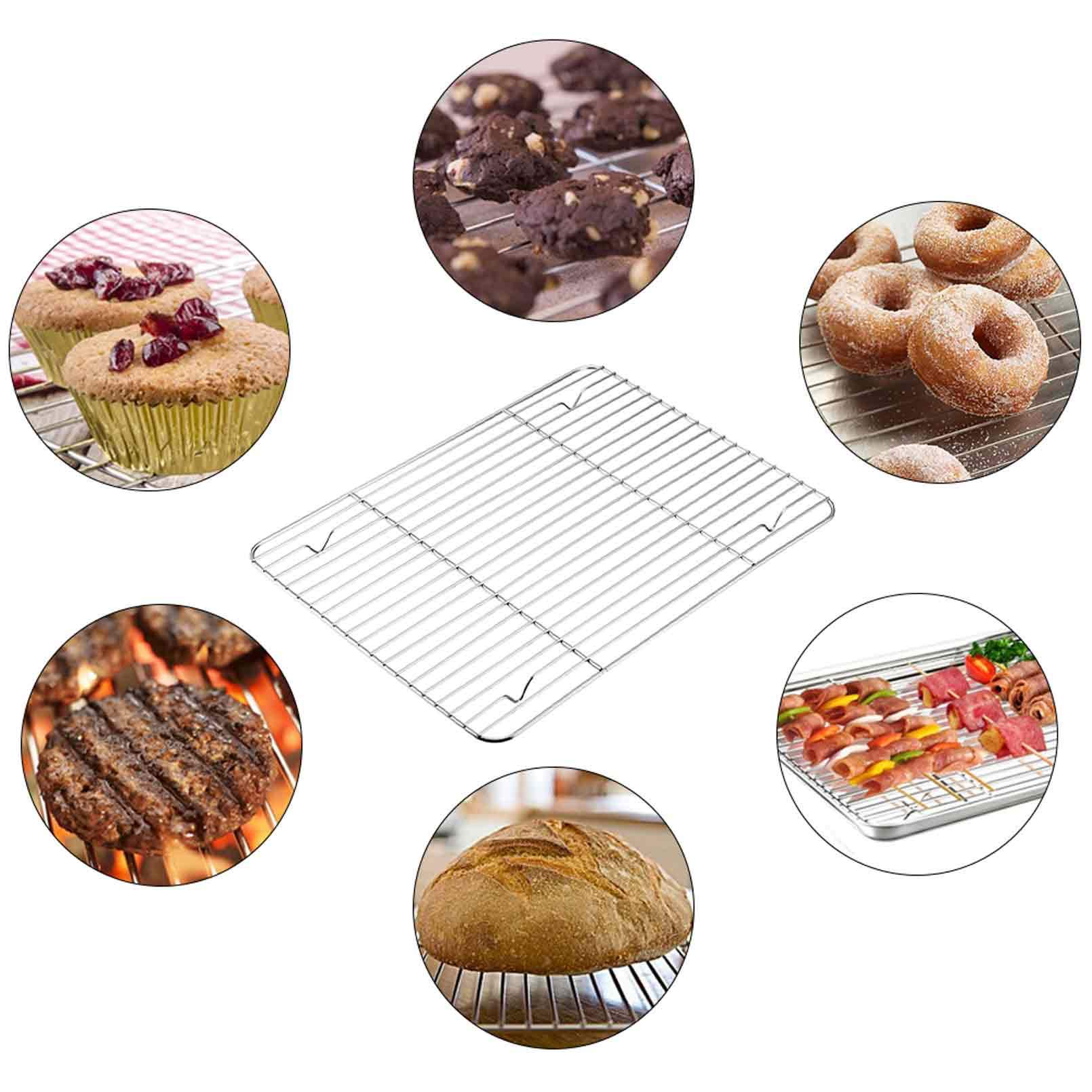 TeamFar Cooling Rack Set of 4, Roasting Baking Racks Stainless Steel for Baking Sheet Toaster Oven Pan, Healthy & Rust Free, Mirror Finish & Dishwasher Safe β¦