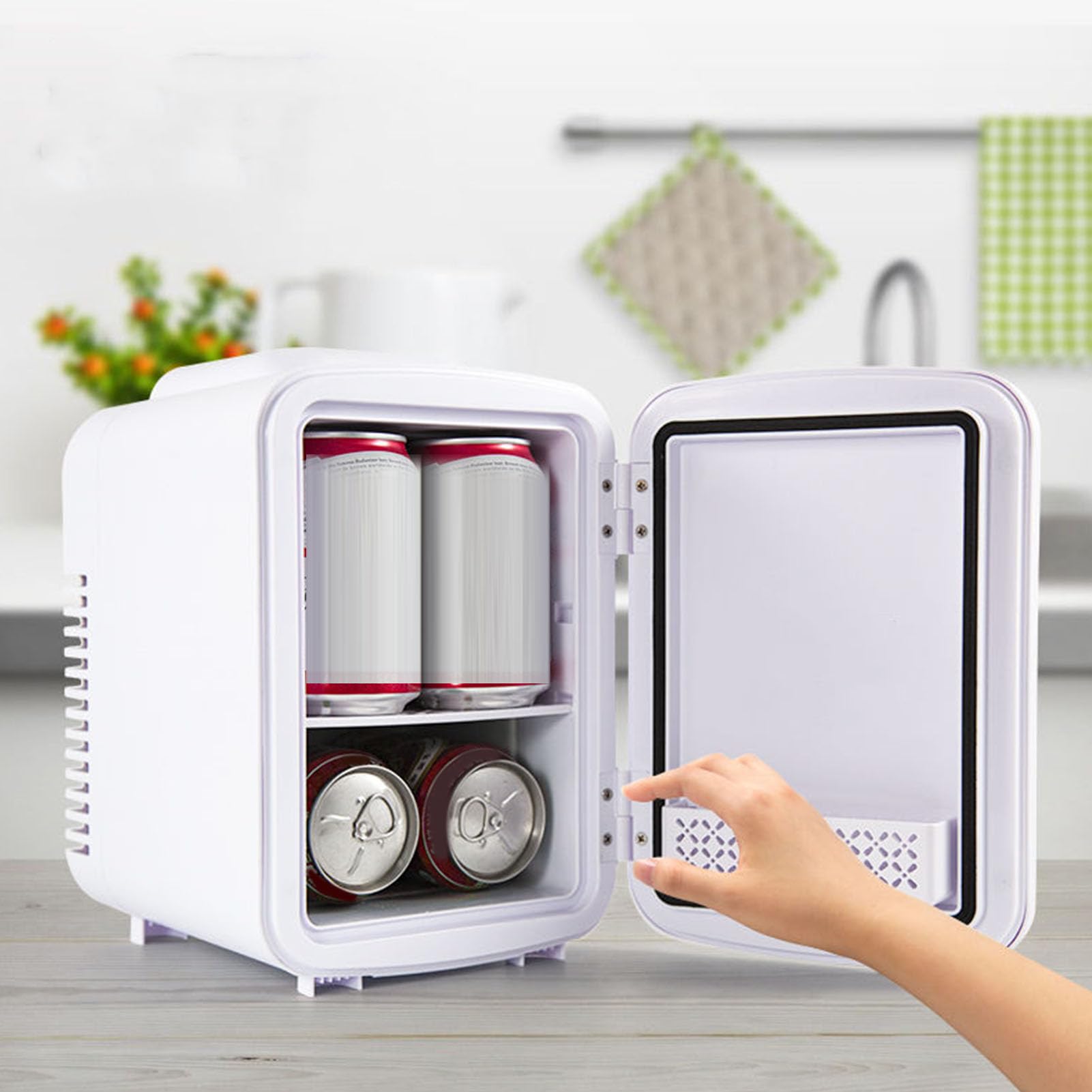 Oumefar 6L Mini Refrigerator, High Efficiency Low Noise Personal Fridge Cooler for Milk Beverage 12V Cigarette Lighter Plug CN