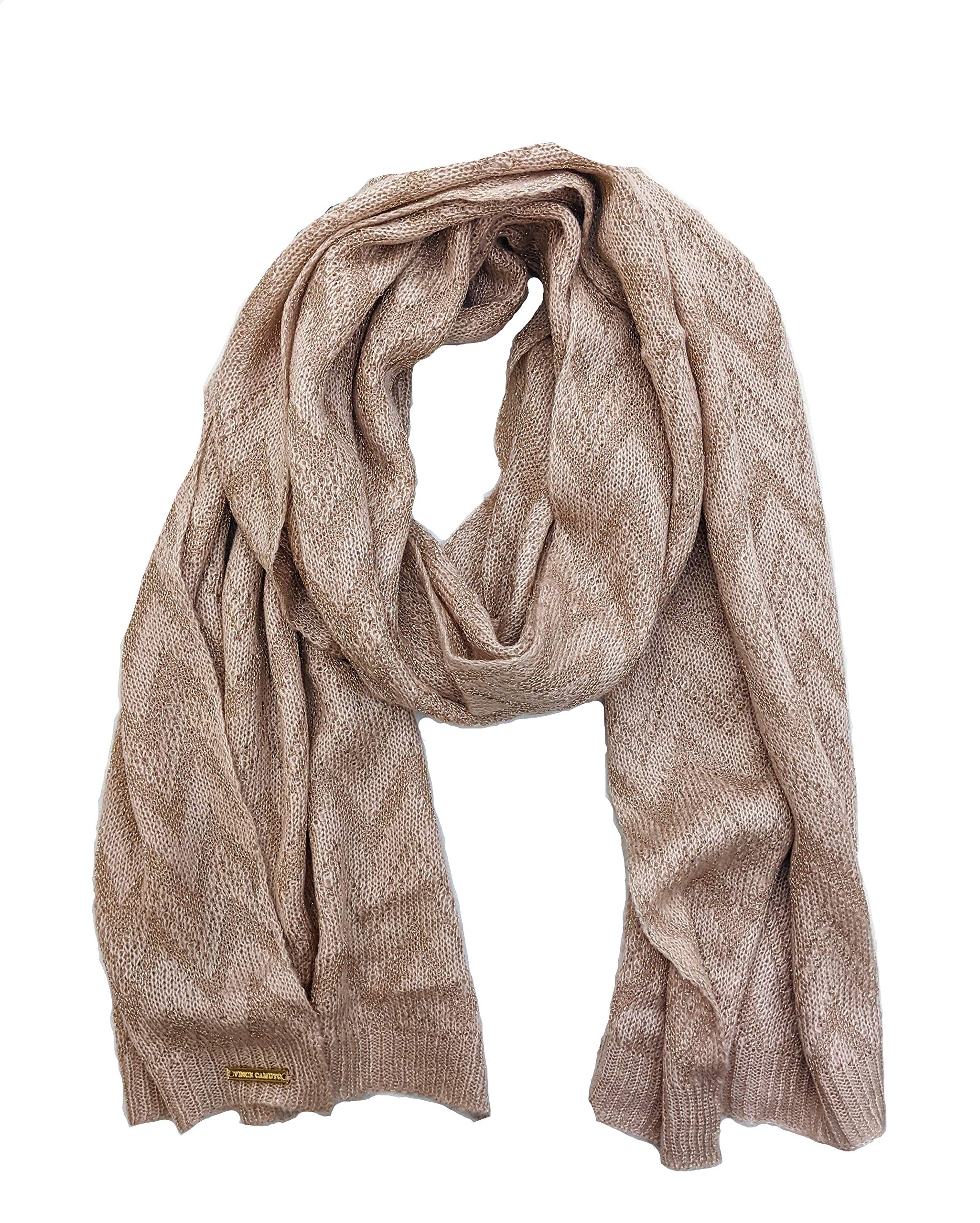 Vince Camuto Womens Pointelle Metallic Scarf Pink O/S