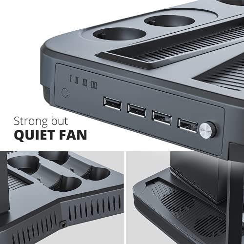 Skywin PSVR Charging Display Stand - Showcase, Cool, Charge, and Display your PS VR - Compatible with Playstation. PS5 Headset Stand, Fan, Controller Charger and Hub (PS5 VR)