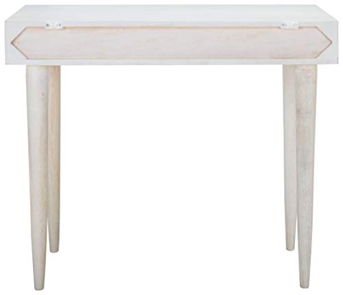 Safavieh Home Office Collection Zinnia White Wash and Silver 1-Drawer Desk, 0