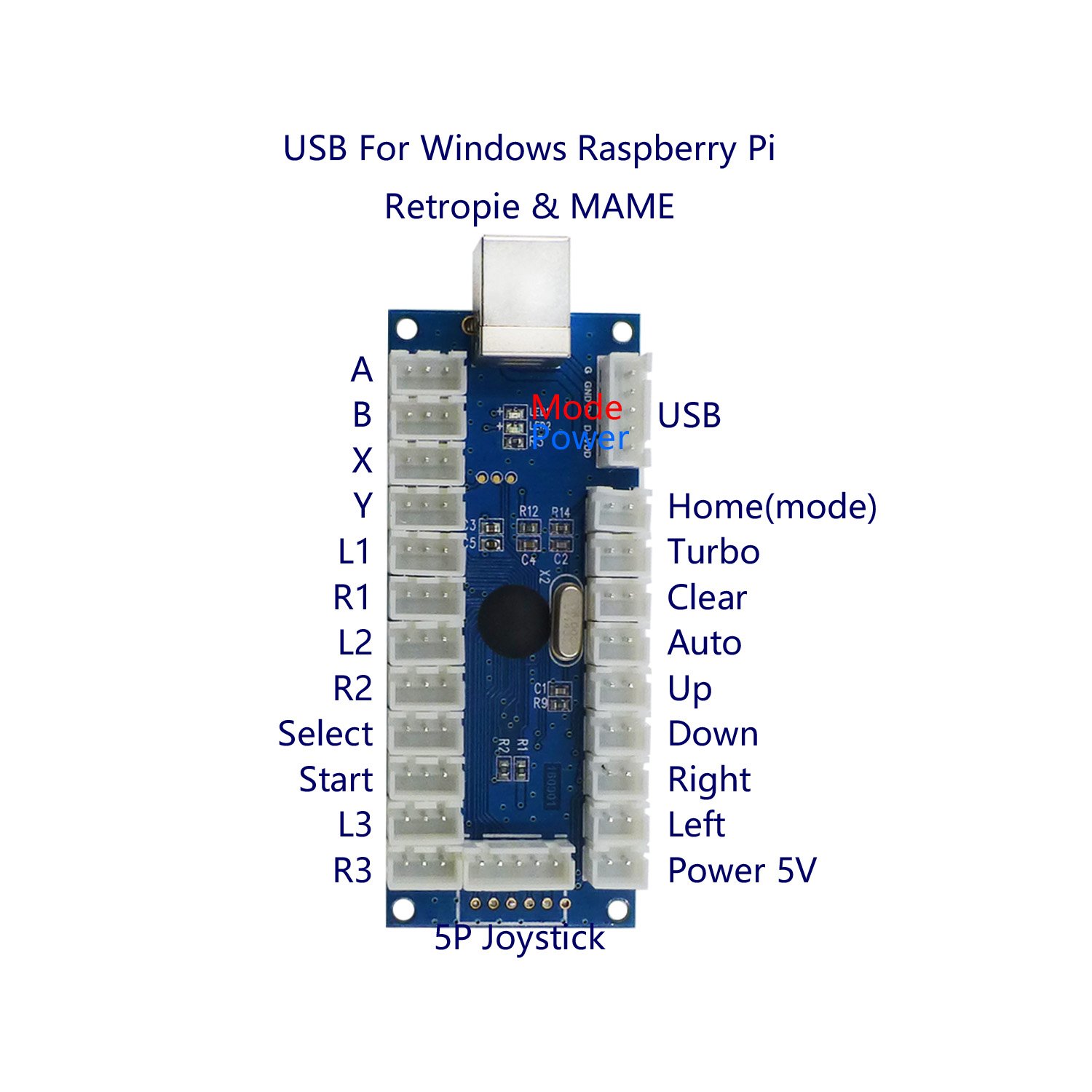 SJ@JX Arcade 2 Player Game Controller Stick DIY Kit LED Buttons Chrome Paint MX Microswitch 8 Way Joystick USB Encoder Cable for PC MAME Raspberry Pi Red Blue