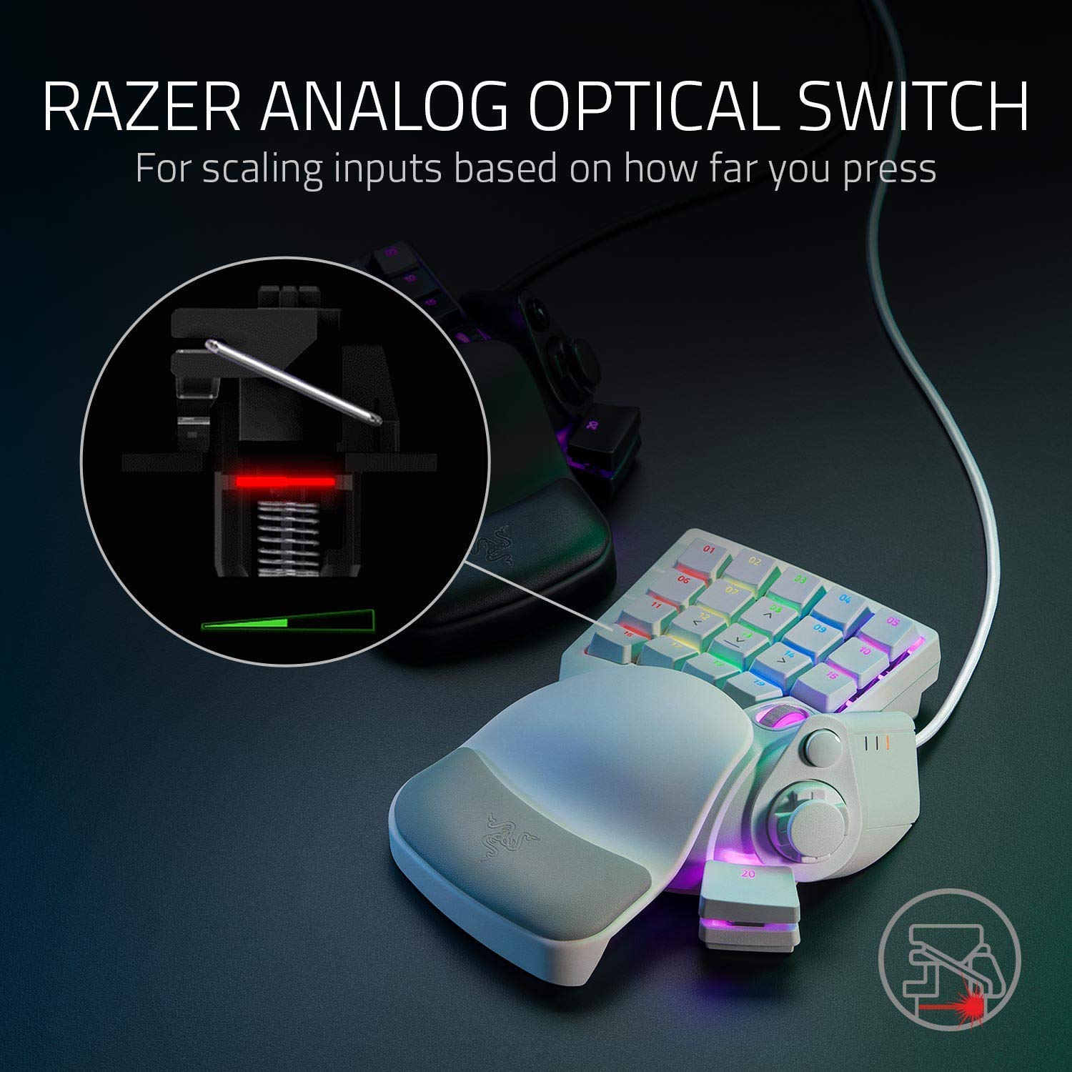 Razer Tartarus Pro Gaming Keypad: Analog-Optical Key Switches 32 Programmable Keys Customizable Chroma RGB Lighting- Programmable Macro Functionality- Variable Key-Press Pressure Sensitivity (Renewed)