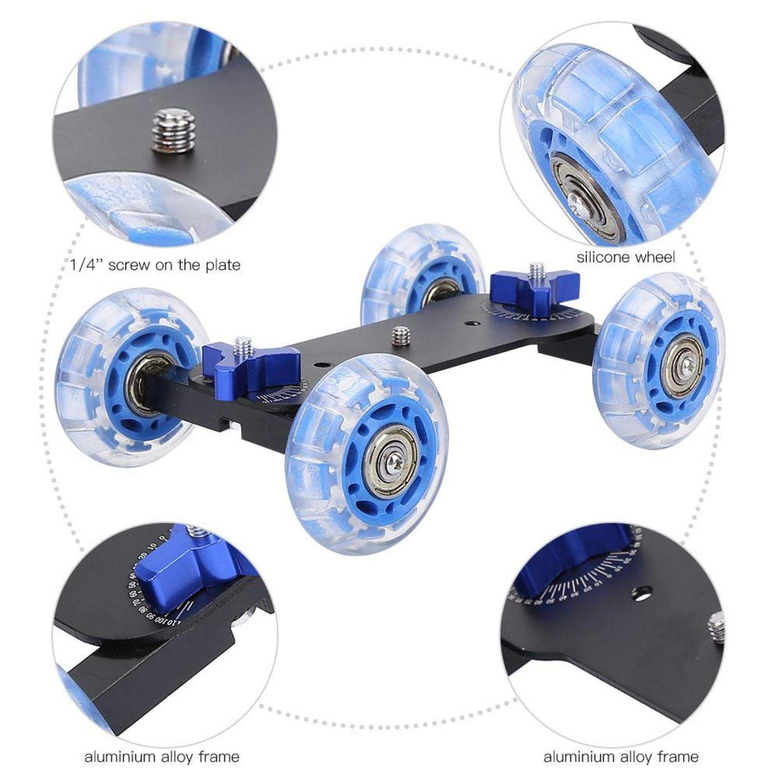 Vingvo Camera Dolly Car, Camera Dolly Roller, Durable Aluminium Alloy Silicone Dslr Skater For Cellphone Dslr Camera Action Camera Photographers