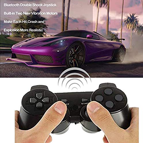 PS-3 Controller, PS-3 Controller Wireless Bluetooth Gamepad Double Vibration Remote Joystick for Playstation3 with Charging Cord (2-Pack)