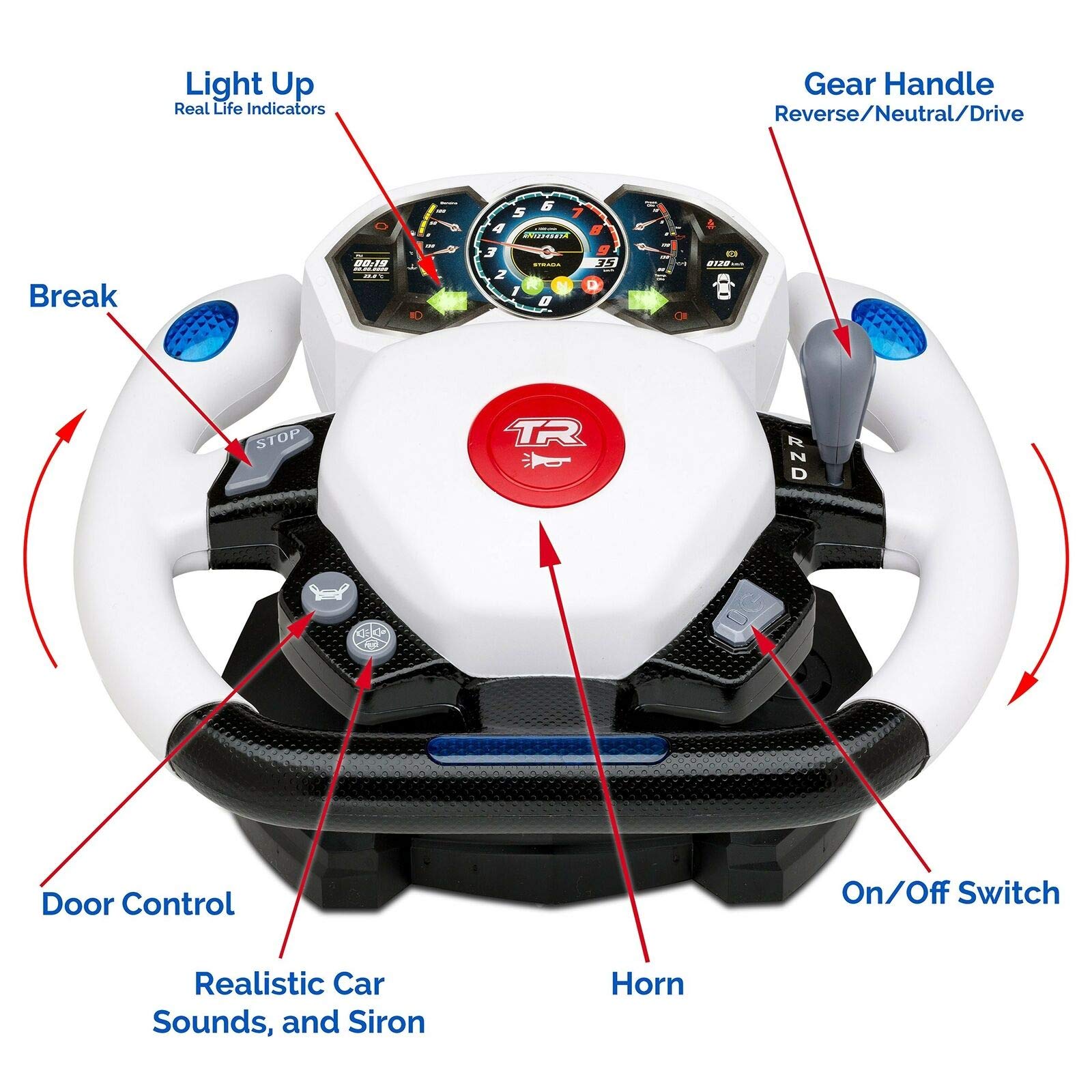 Remote Control Police Car, 4D Motion Gravity and Steering Wheel Control, 1:12 Scale, 2.4Ghz, with Lights, Sirens, Powered Doors, (TR-911)