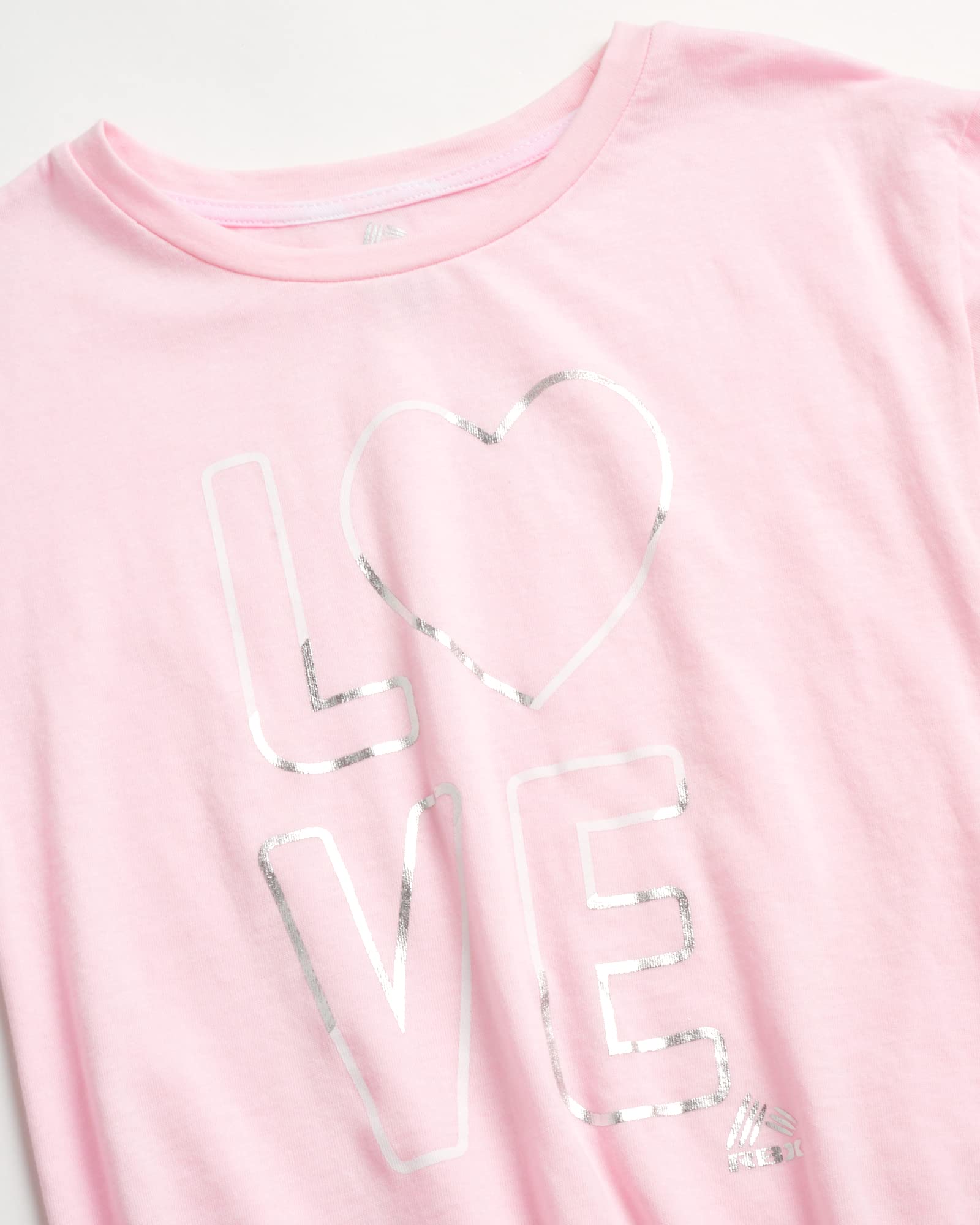 RBX Girls' Activewear Set - Short Sleeve Performance T-Shirt, Tank Top, and Capri Leggings (4-12), Size 10/12, Love Multi