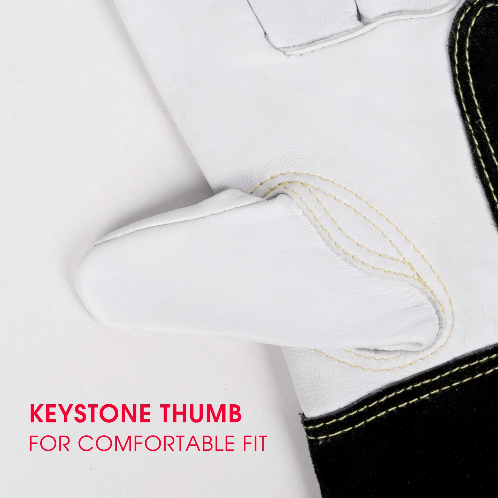 YESWELDER Premium Goatskin TIG Welding Gloves | Top Grain Leather | High Dexterity |True - Fit-M