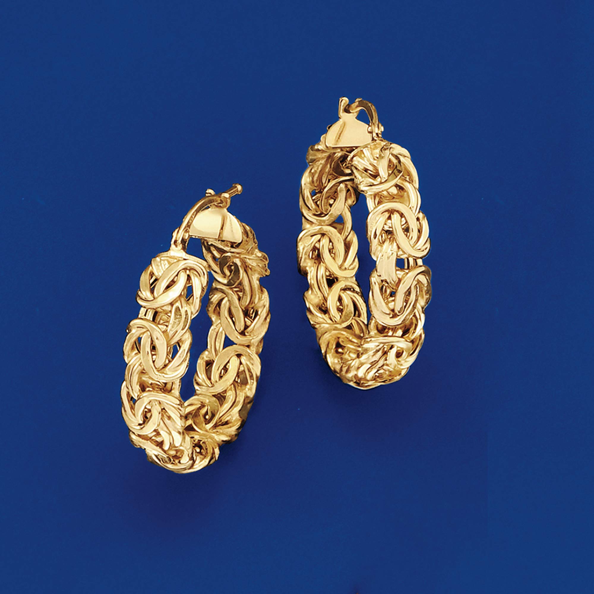 Ross-Simons Italian 14kt Yellow Gold Byzantine Hoop Earrings