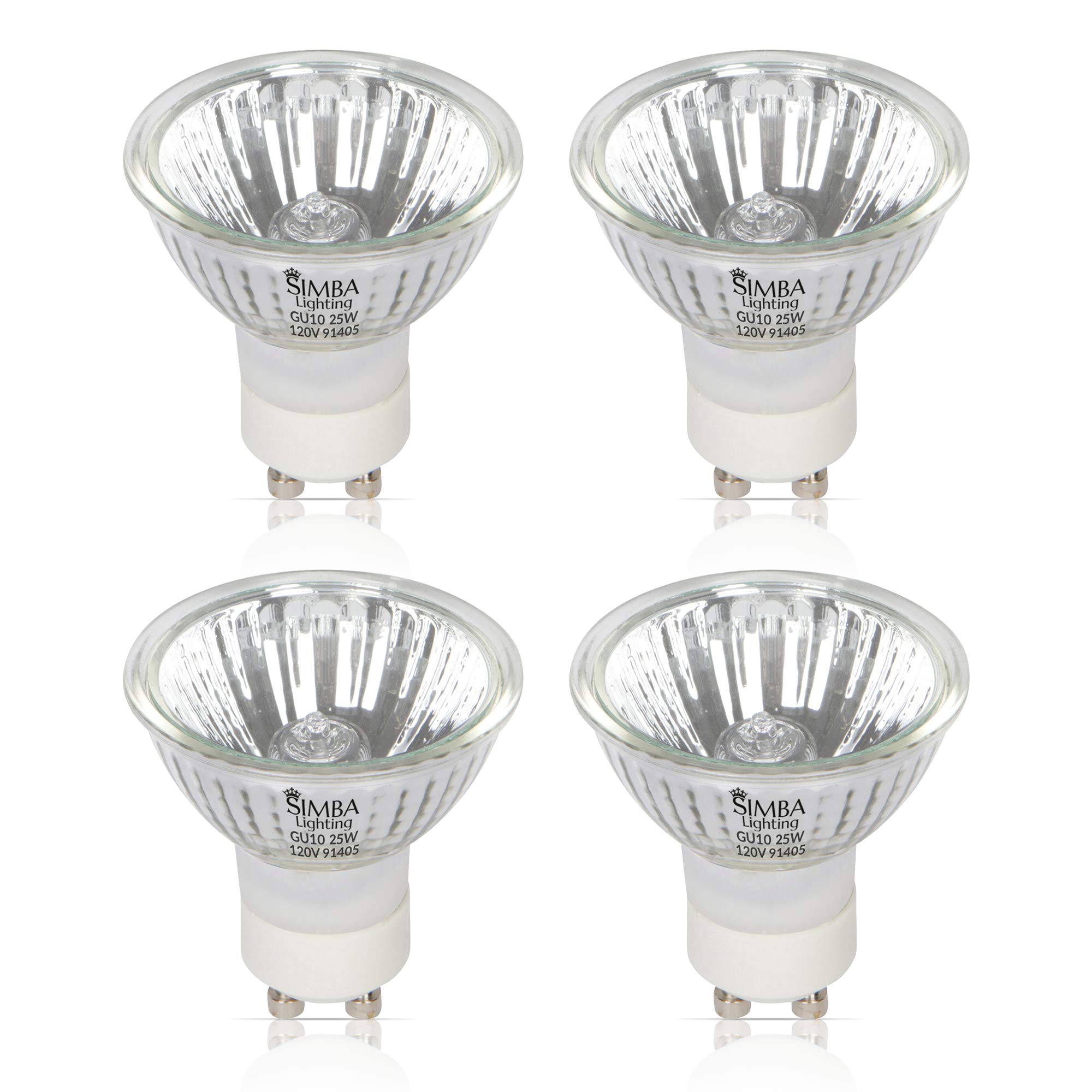 Simba Lighting 25W NP5 Candle Warmer ETC Replacement Light Bulb (4 Pack) Halogen GU10 120V for Wax Melt, Tart Burner, Recessed, Track Lighting, MR16 JDR with Glass Cover, Dimmable, Warm White 2700K