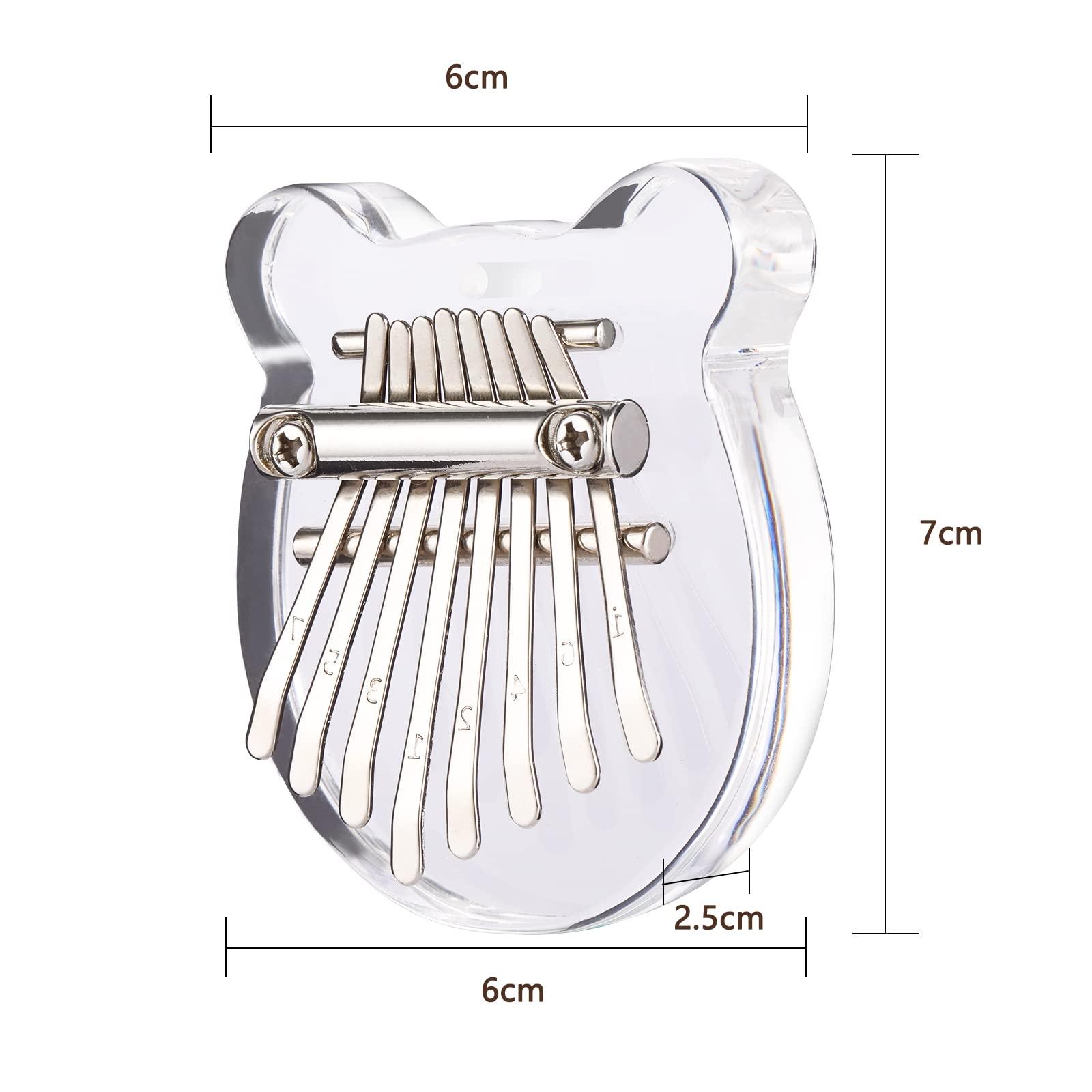 Yodooshi Mini Kalimba Thumb Piano, 8 key Delicate Finger Piano, Pendant Gift for Beginners' Introduction to Music (Transparent)