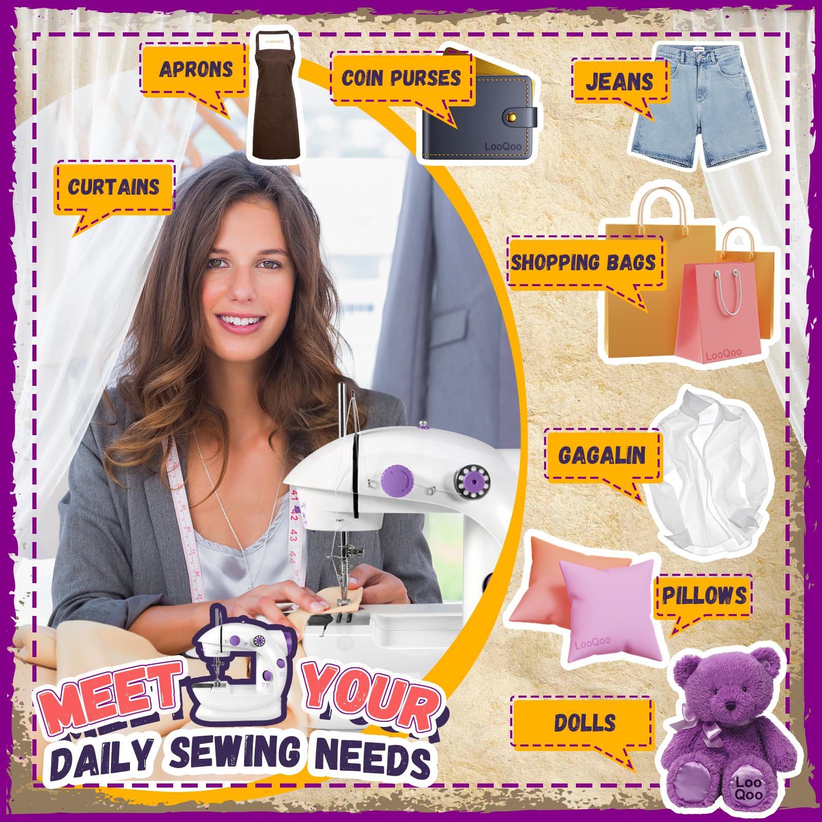 Portable Sewing Machine with Extension Table and Light,Mini Handheld Sewing Machine with Upgraded,Two Threads Double Speed Double Switches,Easy to Use for Kids,Beginners and DIY
