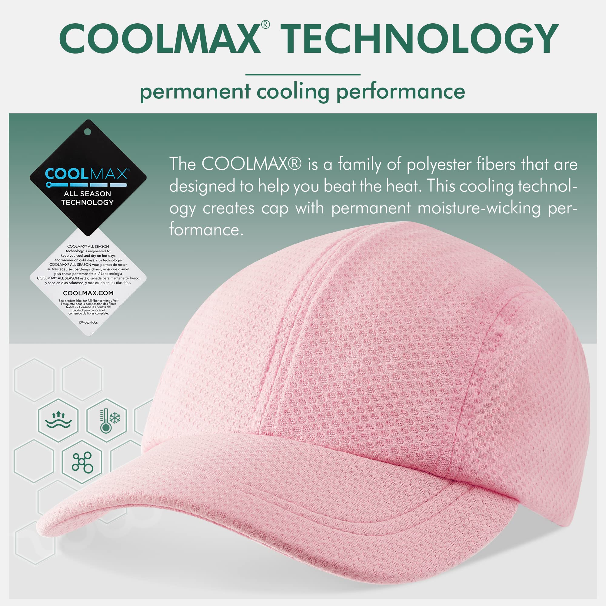 zowya Breathable Quick Drying Outdoor Sport Hat Evaporate Sweat Unstructured Running Climbing, Golf Cap for Men Women Pink