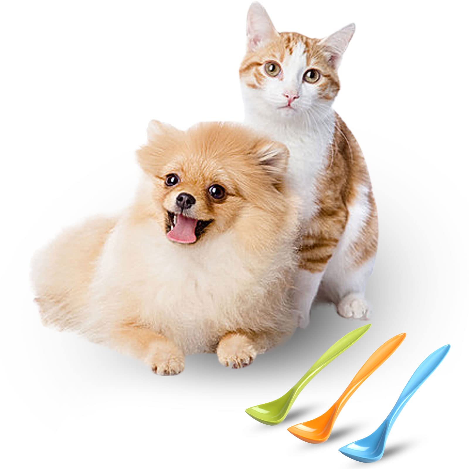 PetBonus 3-Pack Pet Food Can Spoon,Dog Cat Food Spoons, Long Handle Special Curved Design for Dog Cat Food Can Spoons