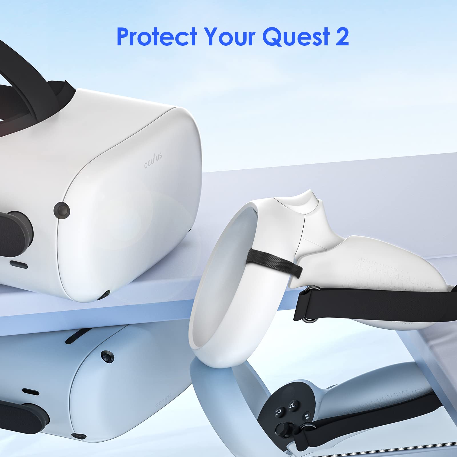 YRXVW Controller Grips Cover for Oculus Quest 2, Silicone Hand Grips Unibody Design with Adjustable Knuckle Strap Accessories Compatible with Quest 2 (White)