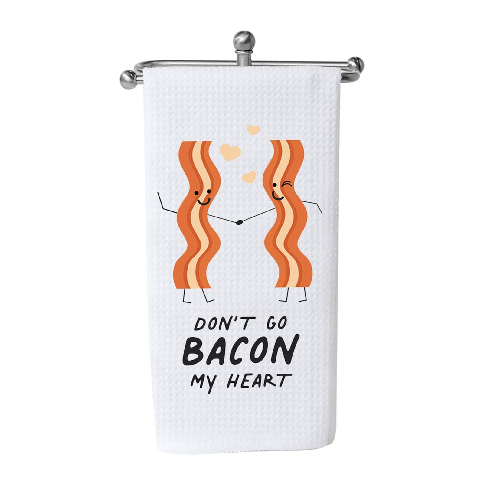 WCGXKO Funny Kitchen Towels Don't Go Bacon My Heart Cute Housewarming Gift Novelty Dish Towel for Bacon Lovers (Bacon My Heart)