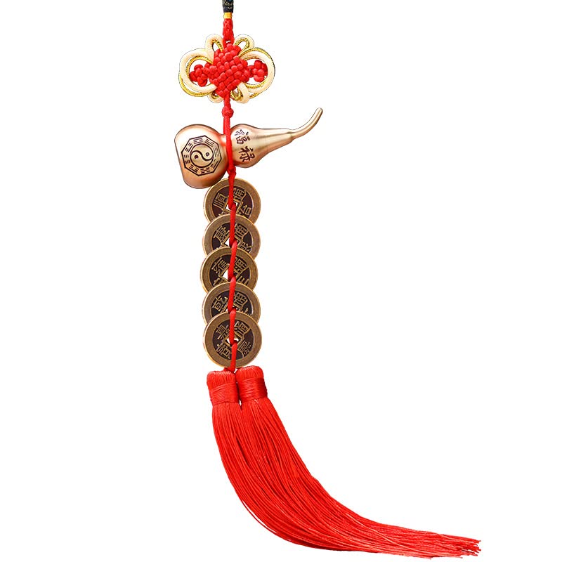 五帝钱真品六帝十帝葫芦铜钱挂件进门加厚纯铜The Five Emperors' Money Authentic six Emperors Ten Emperors Gourd Copper Pendant Pendant is Thickened Pure Copper