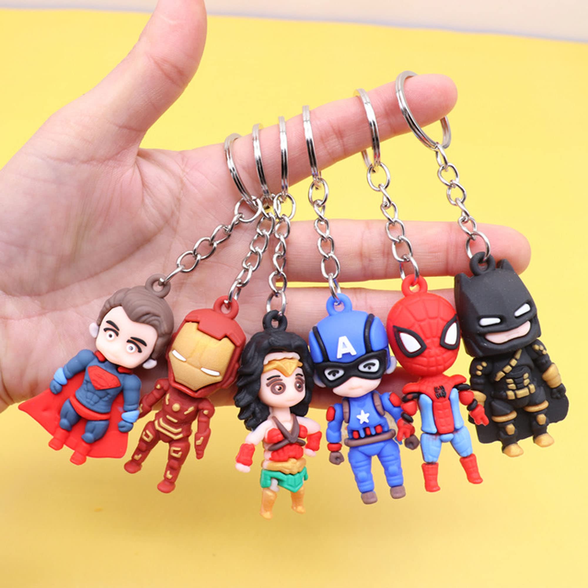 ZUAN Mini Superhero Action Figure Kids Keychains for Everyday Collections, Christmas Tree Ornaments,Birthday Party Easter Gifts Cupcake Decorating Set (A-26PCS)