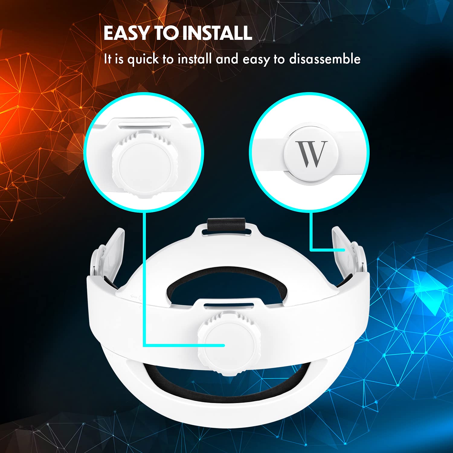 Wasserstein Adjustable Elite Head Strap Compatible with Meta/Oculus Quest 2 - Increased Support and Reduced Head Pressure with Sweat-Proof Cushion Pad