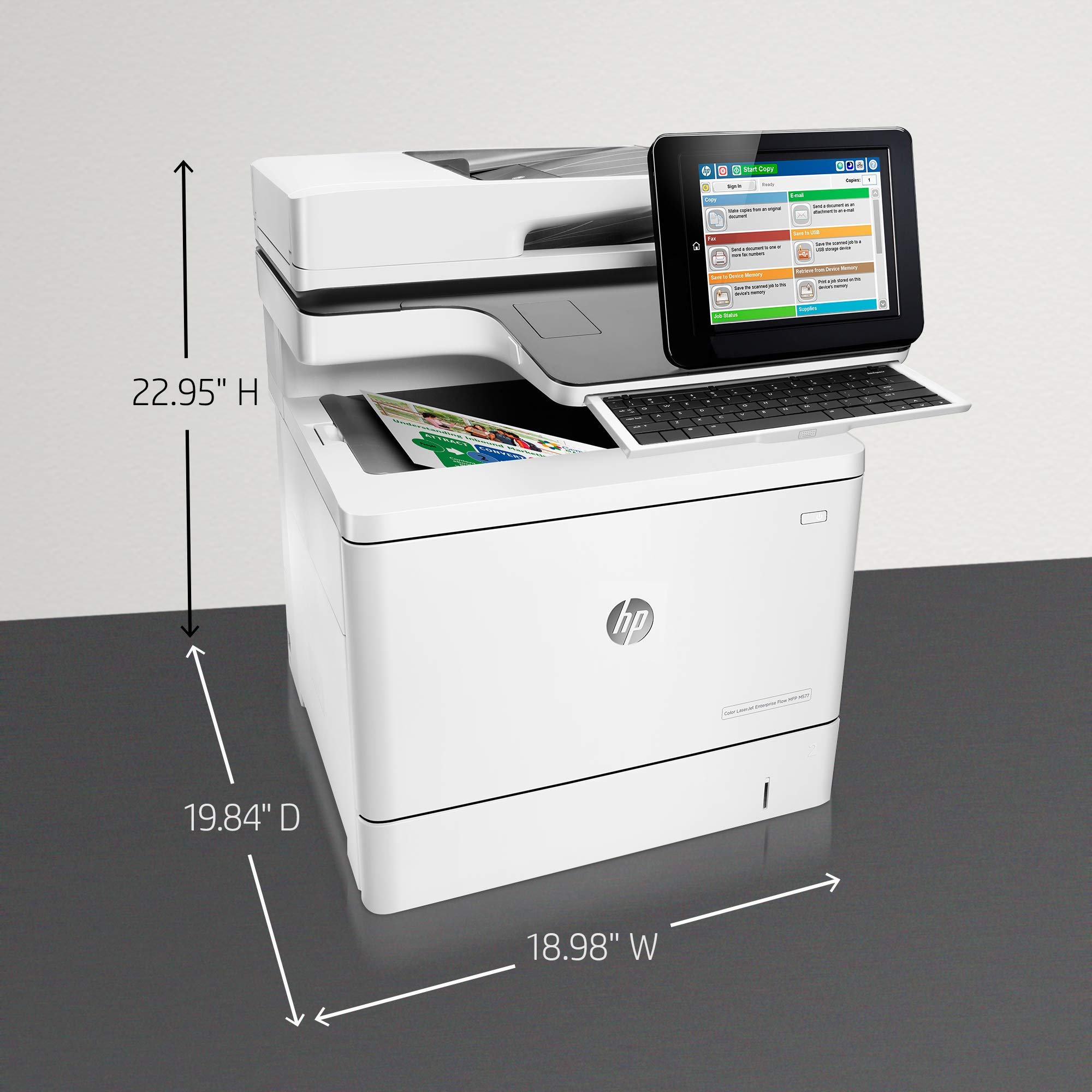 Renewed HP Color LaserJet Enterprise MFP M577c print copy scan fax B5L54A Advanced workflow features USB Network duplex With 90 Days Warranty