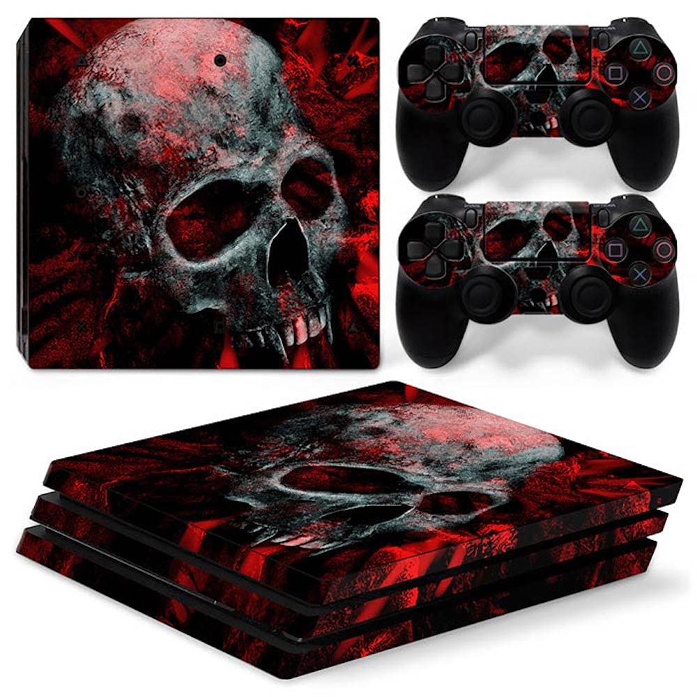 Vinyl Skin Sticker for Playstation 4 Pro, Blood Skull PS4 Pro Console and Controllers Skins Vinyl Sticker Decal Cover