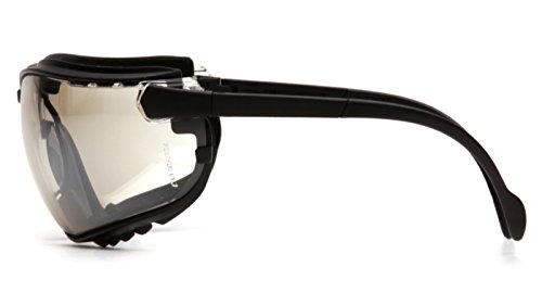 Pyramex V2G Safety Glasses, Black Frame/Indoor-Outdoor Mirror Anti-Fog Lens