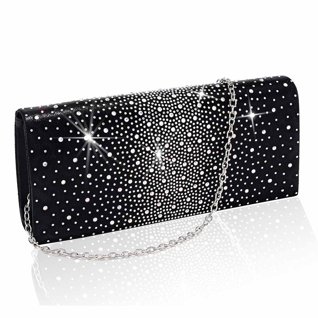 Yokawe Women Clutch Purse Sparkling Rhinestone Evening Bag Wedding Formal Party Prom Handbag (Pink)
