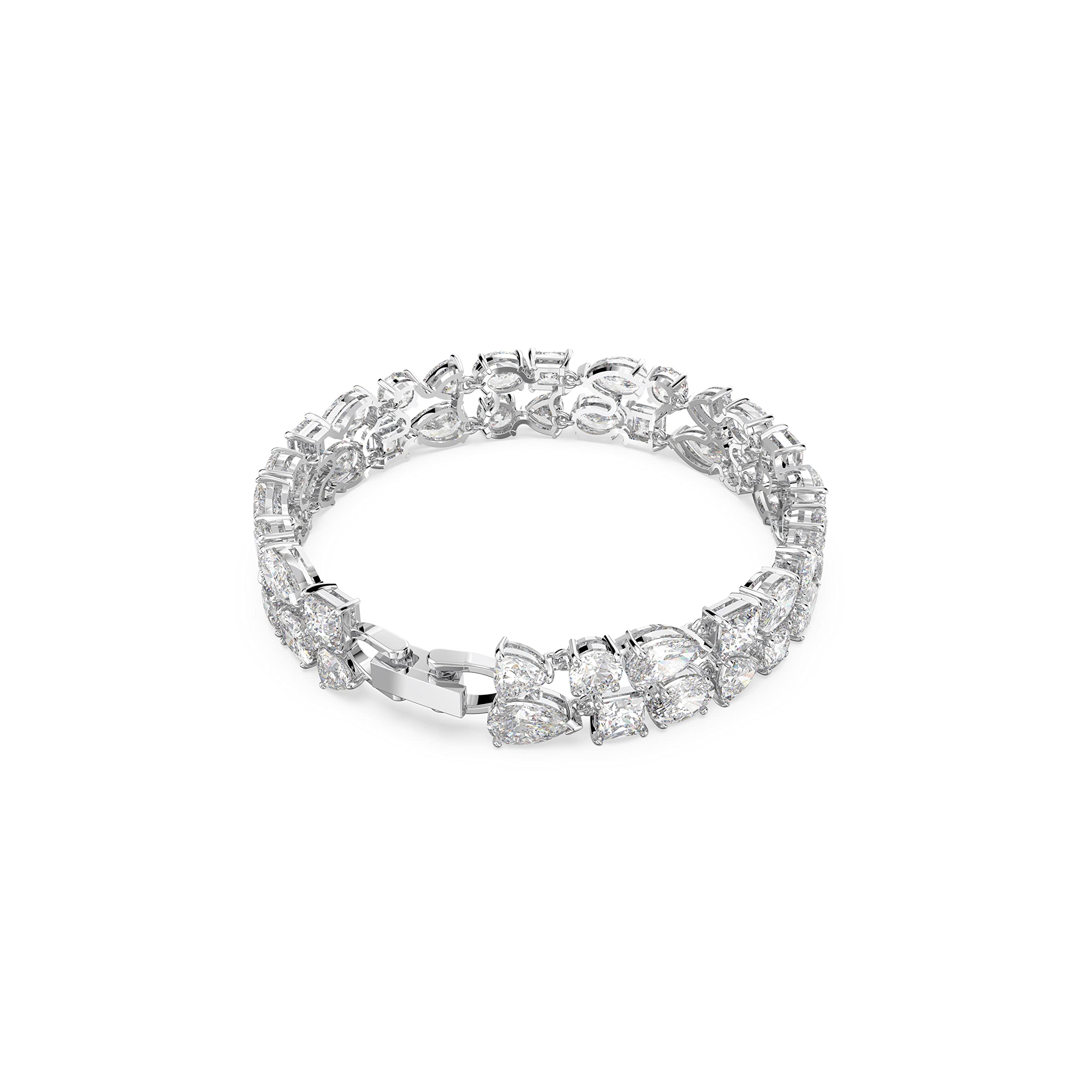 Swarovski Tennis Deluxe Bracelet, Mixed Cuts, Clear Crystal, Rhodium Finish
