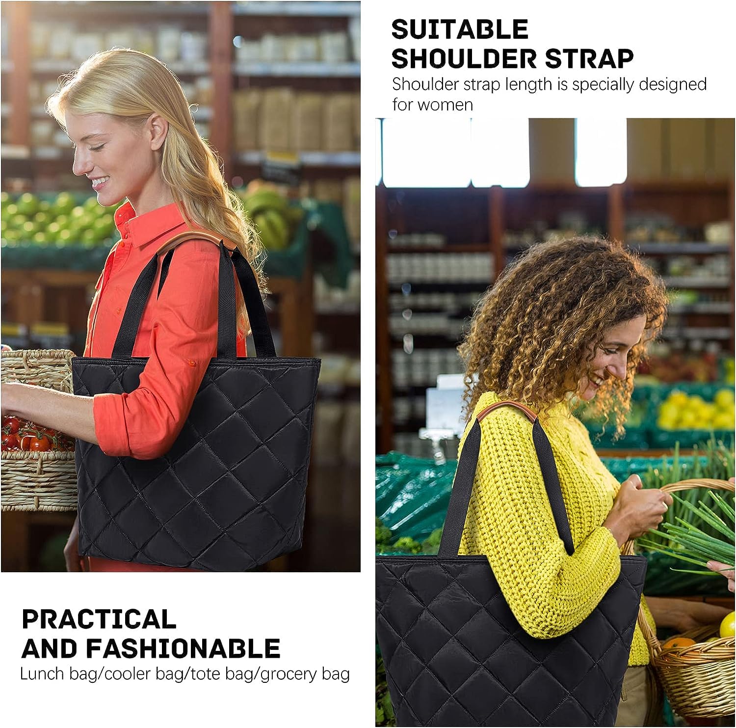 TIIOCTI Insulated Cooler Tote Bag - Large, Reusable Grocery & - Ideal for Travel, Picnics & Delivery - Keeps Food Hot or Cold