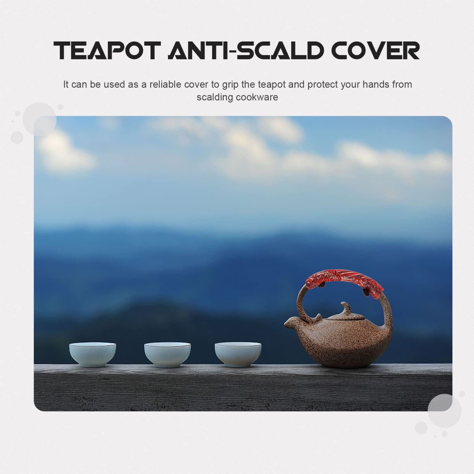 Teapot Handle Holder Cloth Tea Pot Handle Cover Heat- Resistant Non Slip Pot Holder Sleeve Teakettle Handle Sleeve for Home Kicthen (Red)