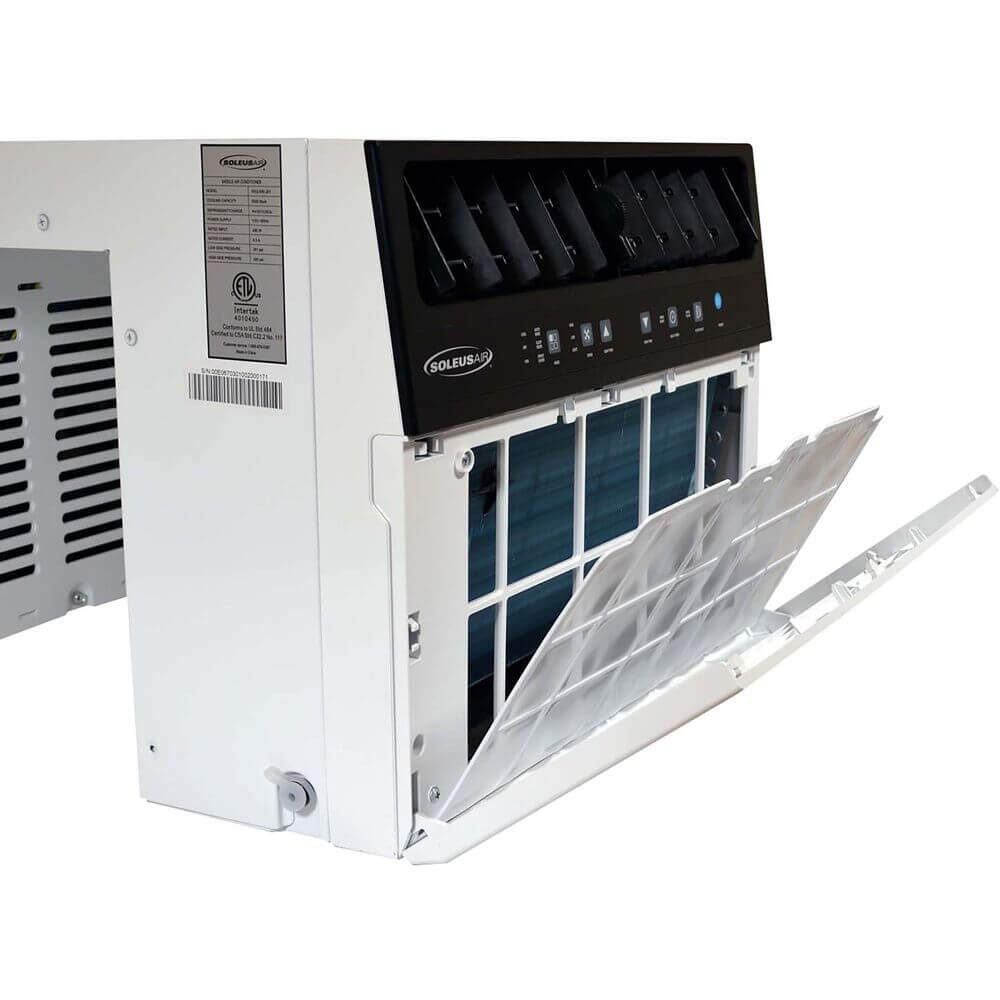 Soleus Air 8000 BTU Energy Star First Ever Over the Sill Air Conditioner, Portable, Simple Installation, MyTemp Remote, View Window