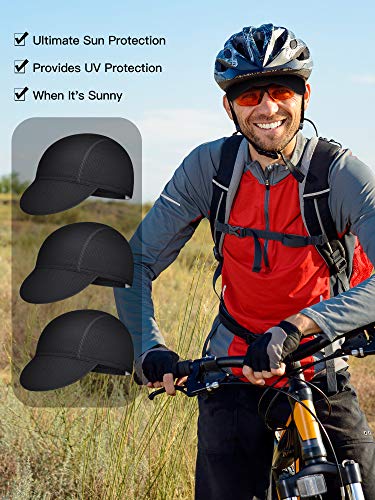 SATINIOR 6 Pieces Cycling Cap Breathable Bike Hat Sweat Absorption Helmet Liner Skull Cap (Black)