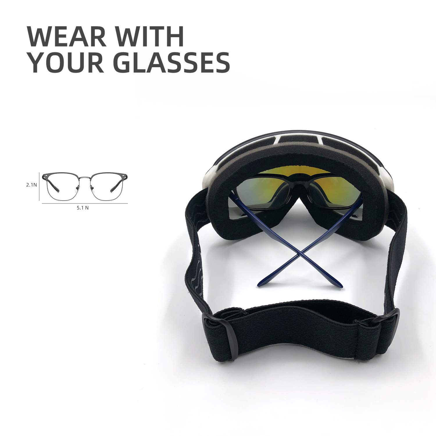Ski Goggles Men & Women Single-Board Goggles OTG Design, Frameless Spherical Lens is Scratch-Resistant, Fog-Proof UV-Proof (Rose)