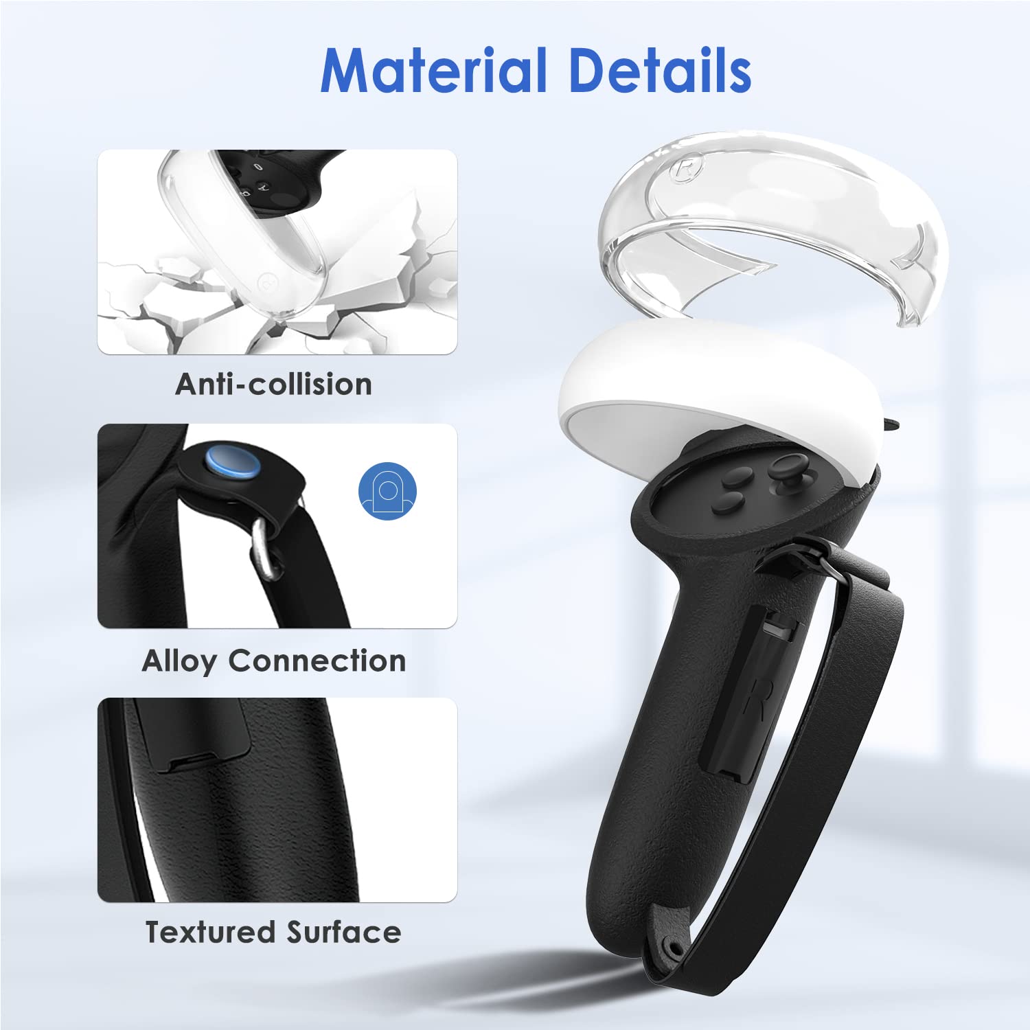 ZyberGears VR Protective Cover Set for Quest 2, Controller Grip Covers for Meta Quest 2, VR Headset Protective Shell