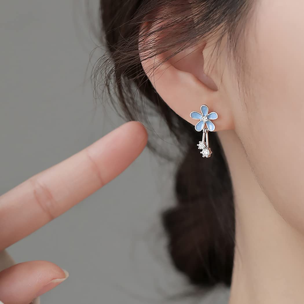 SLUYNZ 925 Sterling Silver Pretty Flowers Earrings Studs for Women Teen Girls Elegant CZ Flowers Studs Earrings (A-Silver)