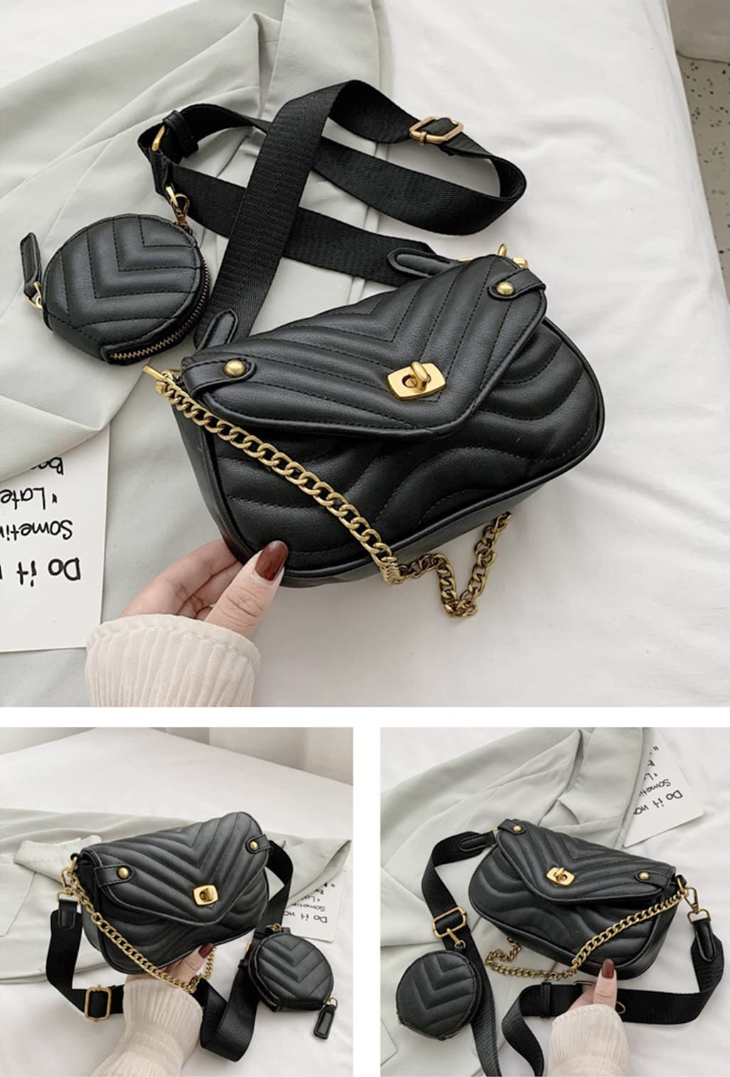 YXBQueen Small Crossbody Bag for Women With Coin Purse Pouch Multi Pocket Chain Strap Side Shoulder Handbag Crossbody Bag Laides Designer Bags