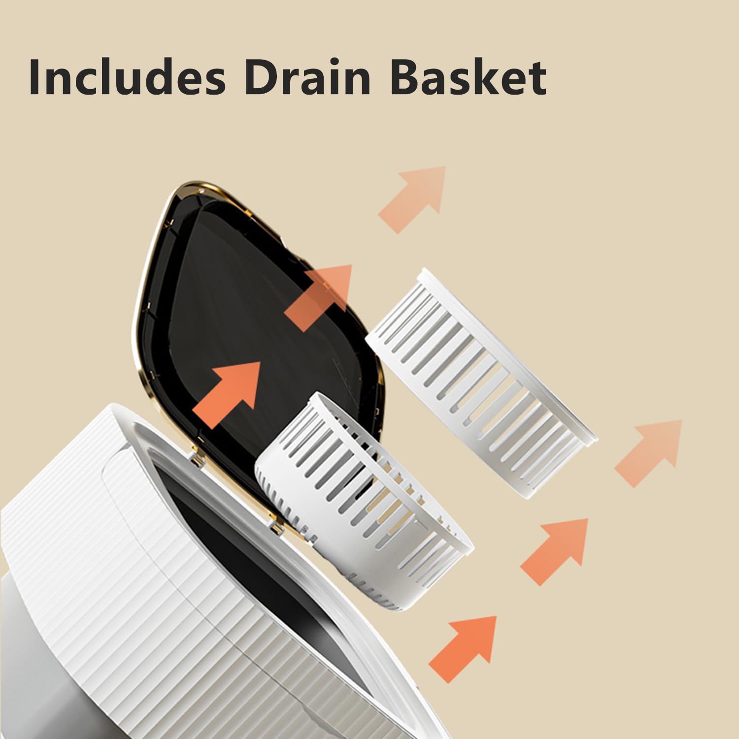Portable Washing Machine With Drain Basket, 11L Mini Folding Washing Machine, Mini Portable Washer and Dryer for Apartments, Dorm, Camping, RV, Travel (White-PP)