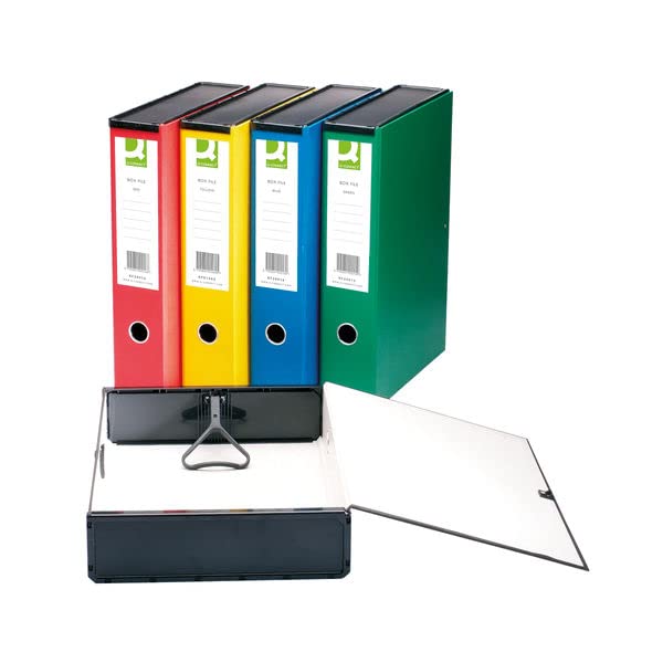 Q-Connect 75mm Box File Foolscap Green (5 Pack)