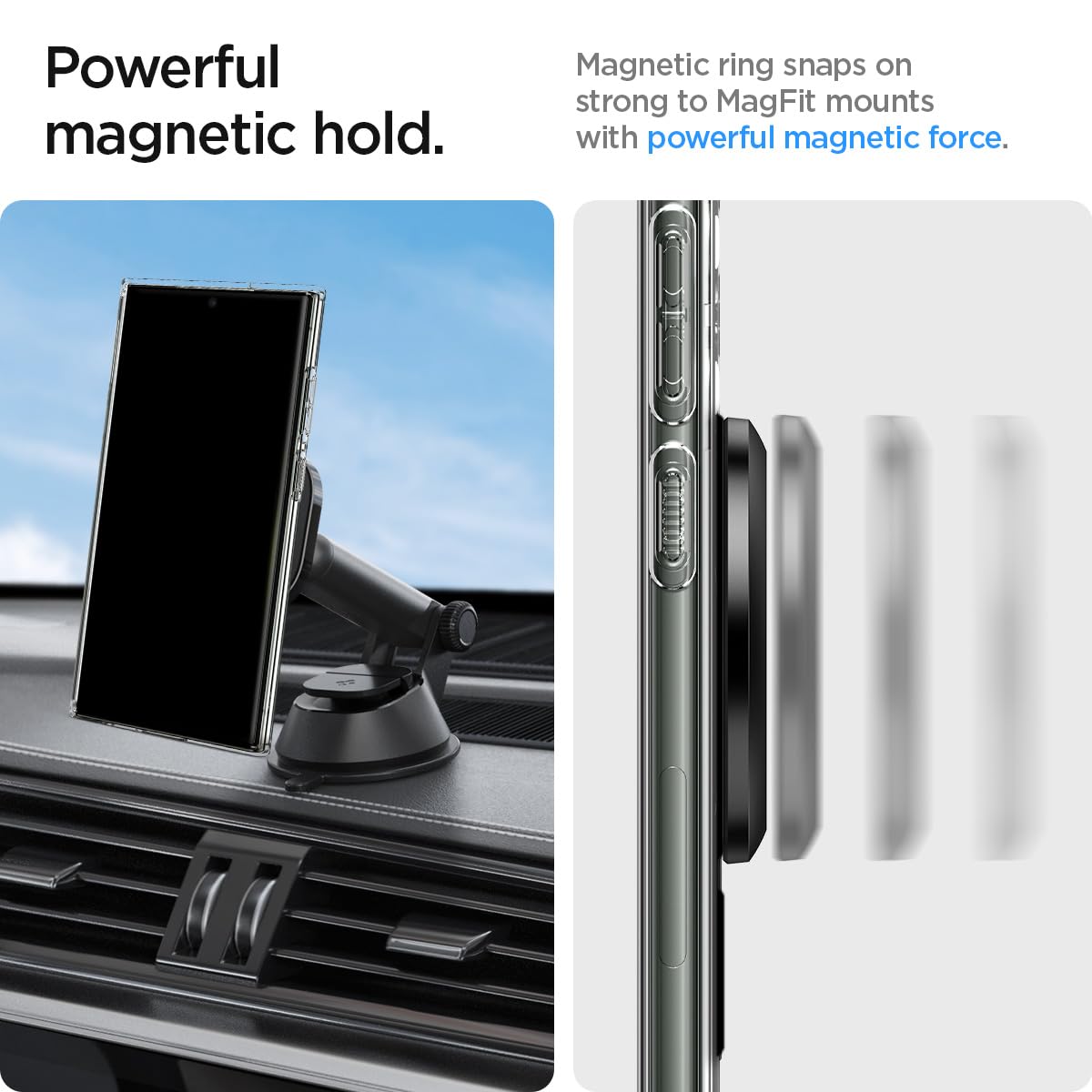 Spigen Magnetic Ring Plate (MagFit) Adapter for Magsafe Stickers with EZ-Fit Kit [Add MagSafe Compatibility to Non-MagSafe Case] 1 Pack - Black