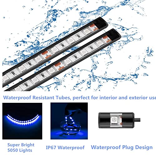 Vbakor 6 Pcs 12'' Boat Interior Lights 12V Marine Courtesy Light Strip, Super Bright 18 LEDs Boat Deck Transom Cockpit Navigation Light, Waterproof Marine Lights for Fishing Pontoon Yacht (Blue)
