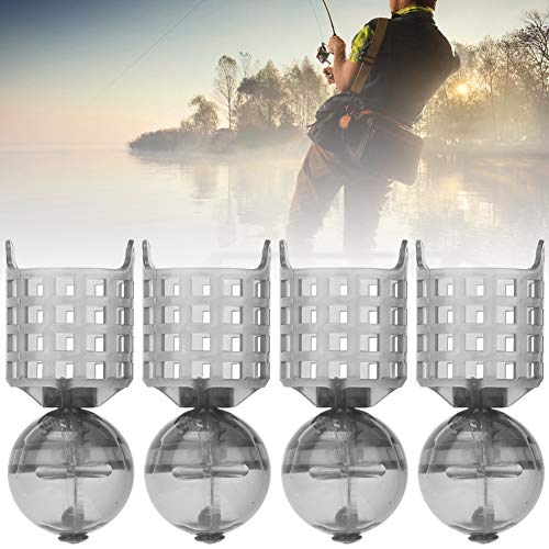 Yeuipea Fishing Feeder Lure Bait, 4Pcs PE Plastic Portable Fishing Feeder Lure Bait Cage Tackle Accessories with Weight(M)