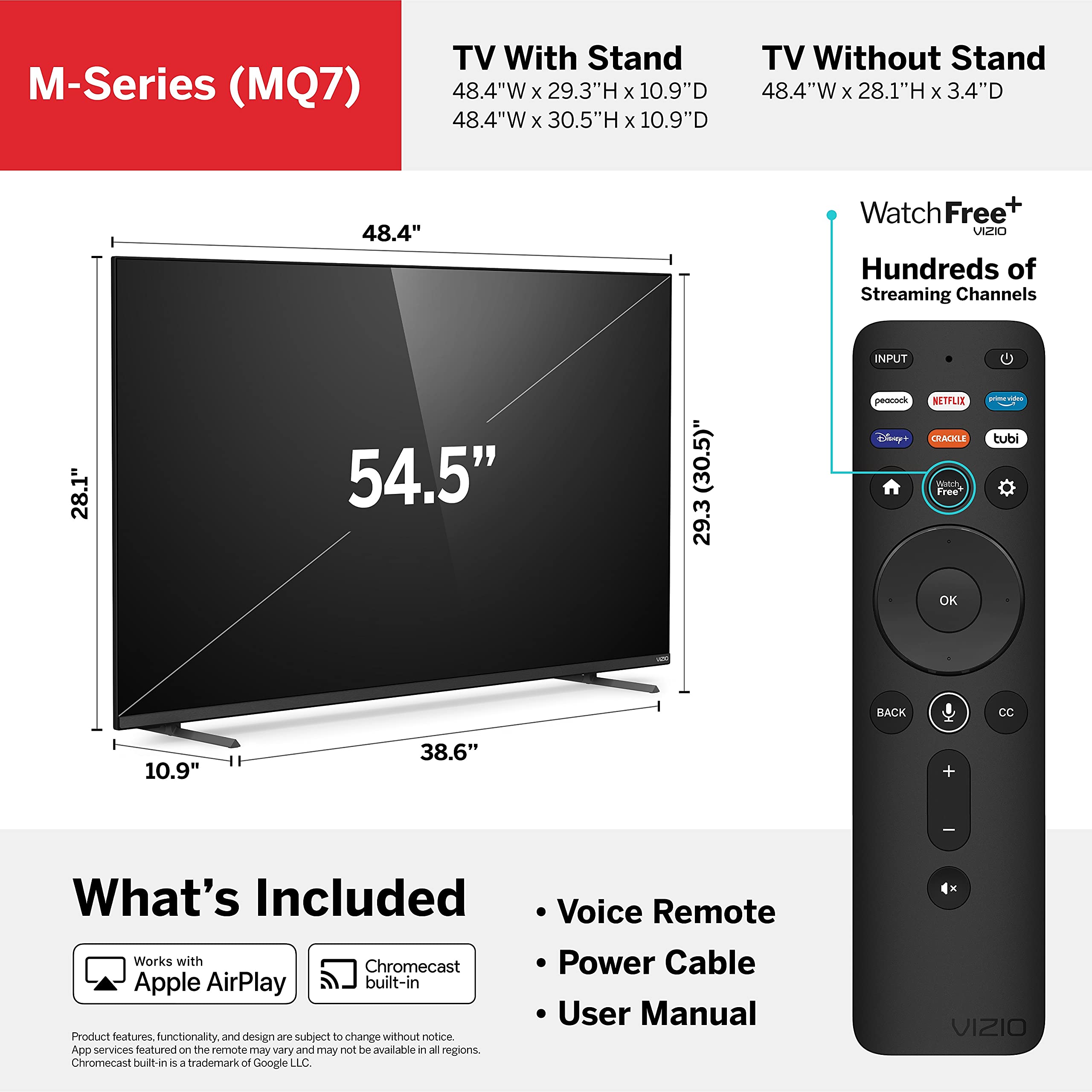 VIZIO 58-Inch M-Series 4K QLED HDR Smart TV w/Voice Remote, Dolby Vision, HDR10+, Alexa Compatibility, M58Q7-J01, 2022 Model
